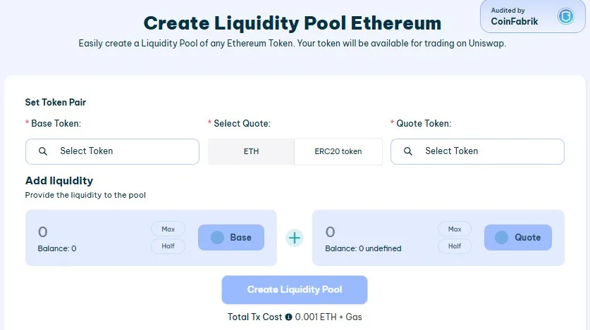 Create a Liquidity Pool【 ERC20, BSC, Solana and more